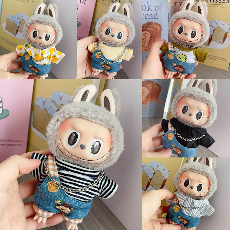 Labubu Pendant Clothes Macaron 17cm labubu Vinyl Doll Mystery Box Pop ...