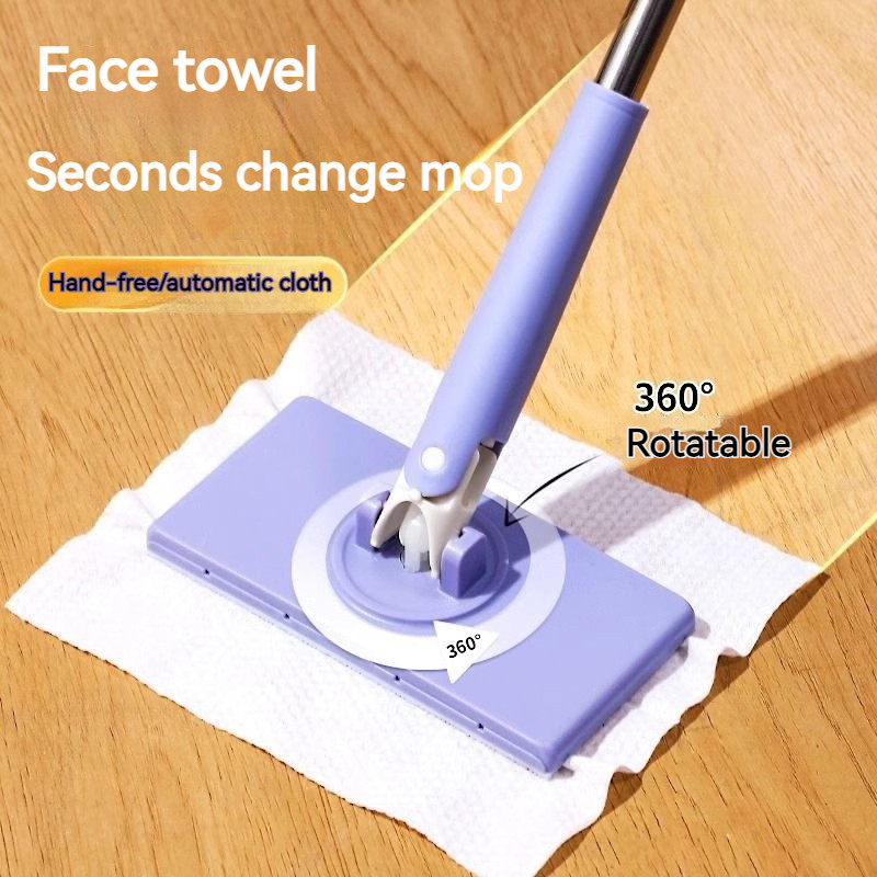 Face Towel Mop Automatic Cloth Changing Hand-Free Mini Mop Wet Dry Mop ...