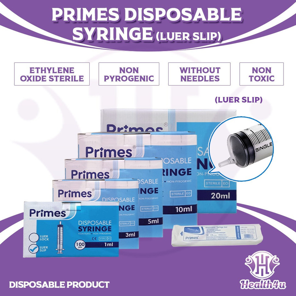 Primes Disposable Syringe Luer Slip | Shopee Malaysia