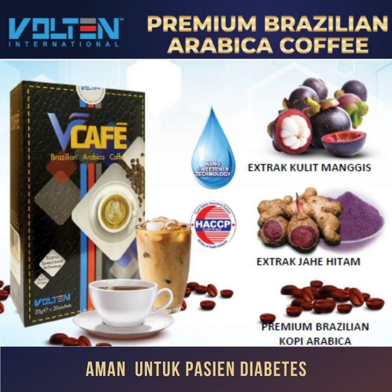 HALAL Volten Vcafe Brazilian Arabica Coffee / Kopi Arabica Vcafe (20 ...
