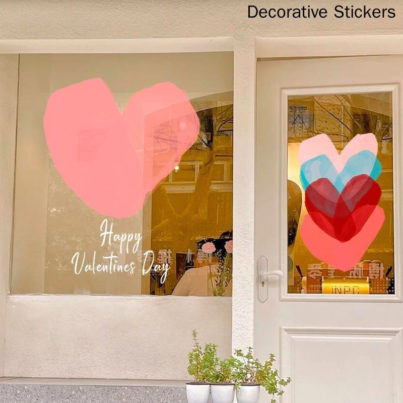 Love Romantic Atmosphere Stickers Cake Shop Milk Tea Shop Window Layout ...