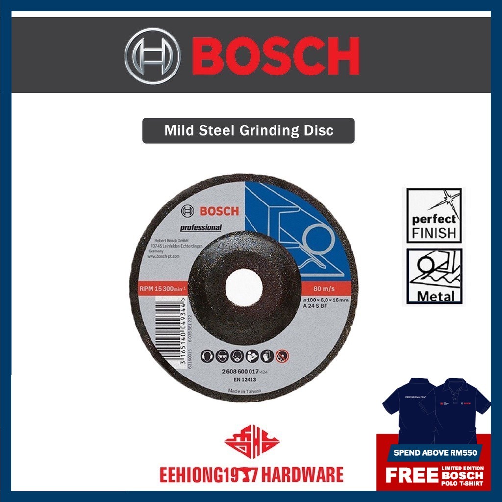 BOSCH 2608600017 4 Inch Mild Steel Grinding Disc Cakera Pengisaran ...