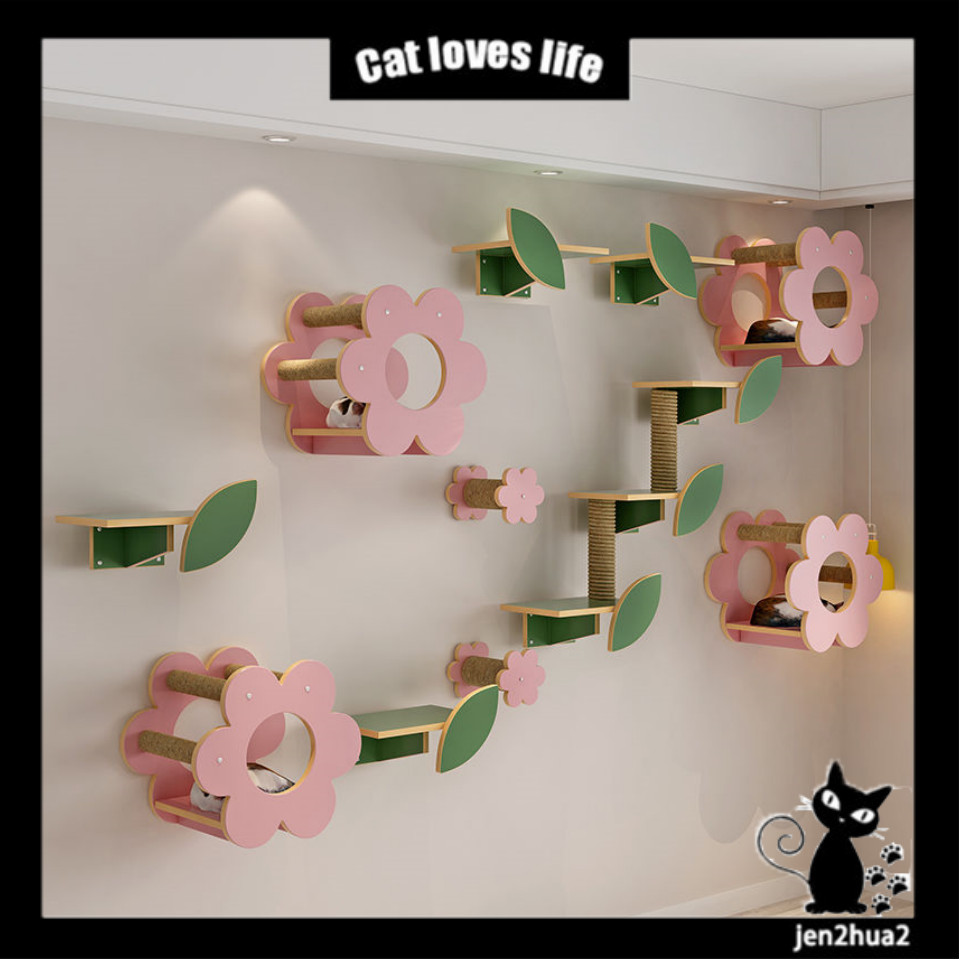Solid wood cat climbing frame wall hanging cat jumping platform cat ...