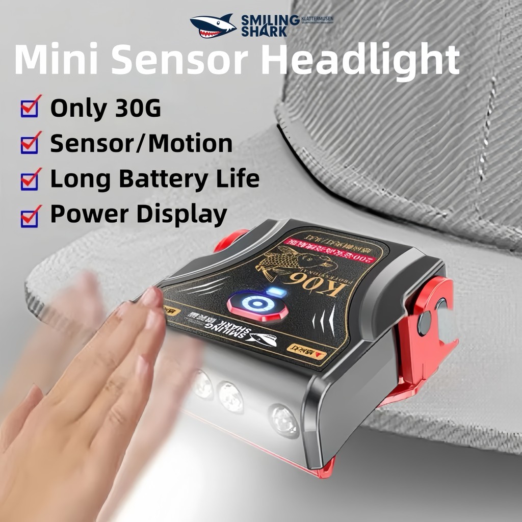 Original SmilingShark K06 Mini Head Lamp Led Sensor Hat Clip Lamp Super ...