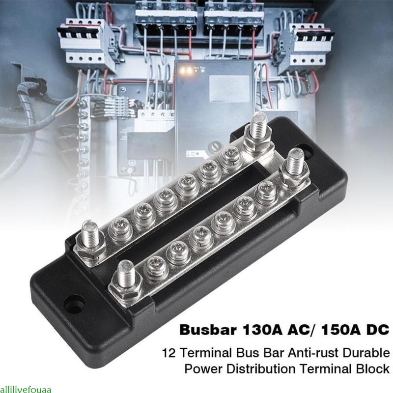allilivefouaa 150A 12V-48V Bus Bar Power Distribution Block 6 12 Studs Junction Block Automotive ...