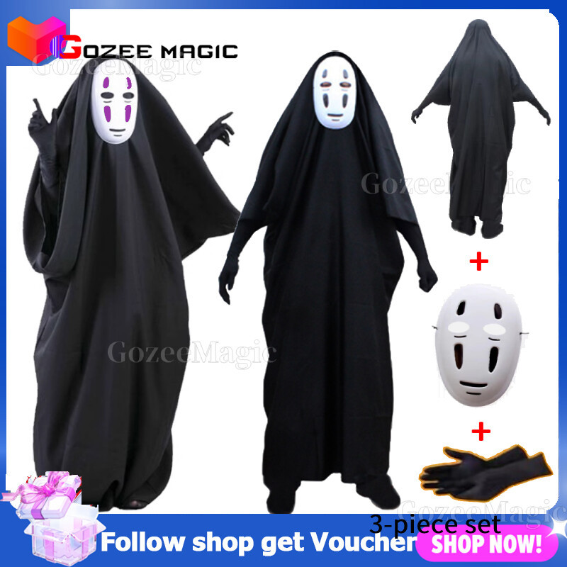 Adult&Kid Spirited Away No Face Men Women Cosplay Costume Mask Gloves ...