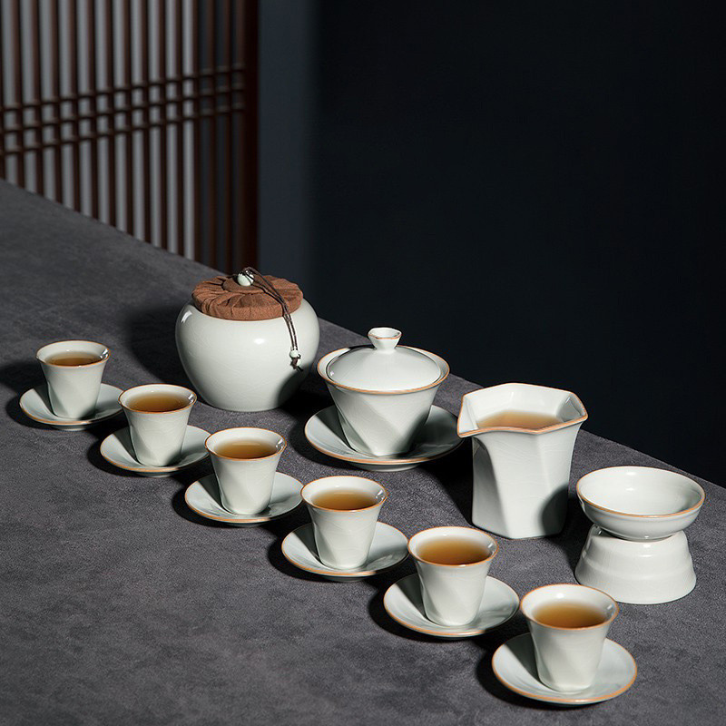 Ru Ware Tea Set Bamboo Hat Tureen Kung Fu Tea Cup Japanese Style Kung ...