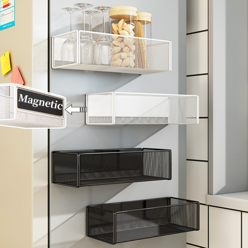 Kitchen Refrigerator Magnetic Storage Rack Hanging Basket Magnetic ...