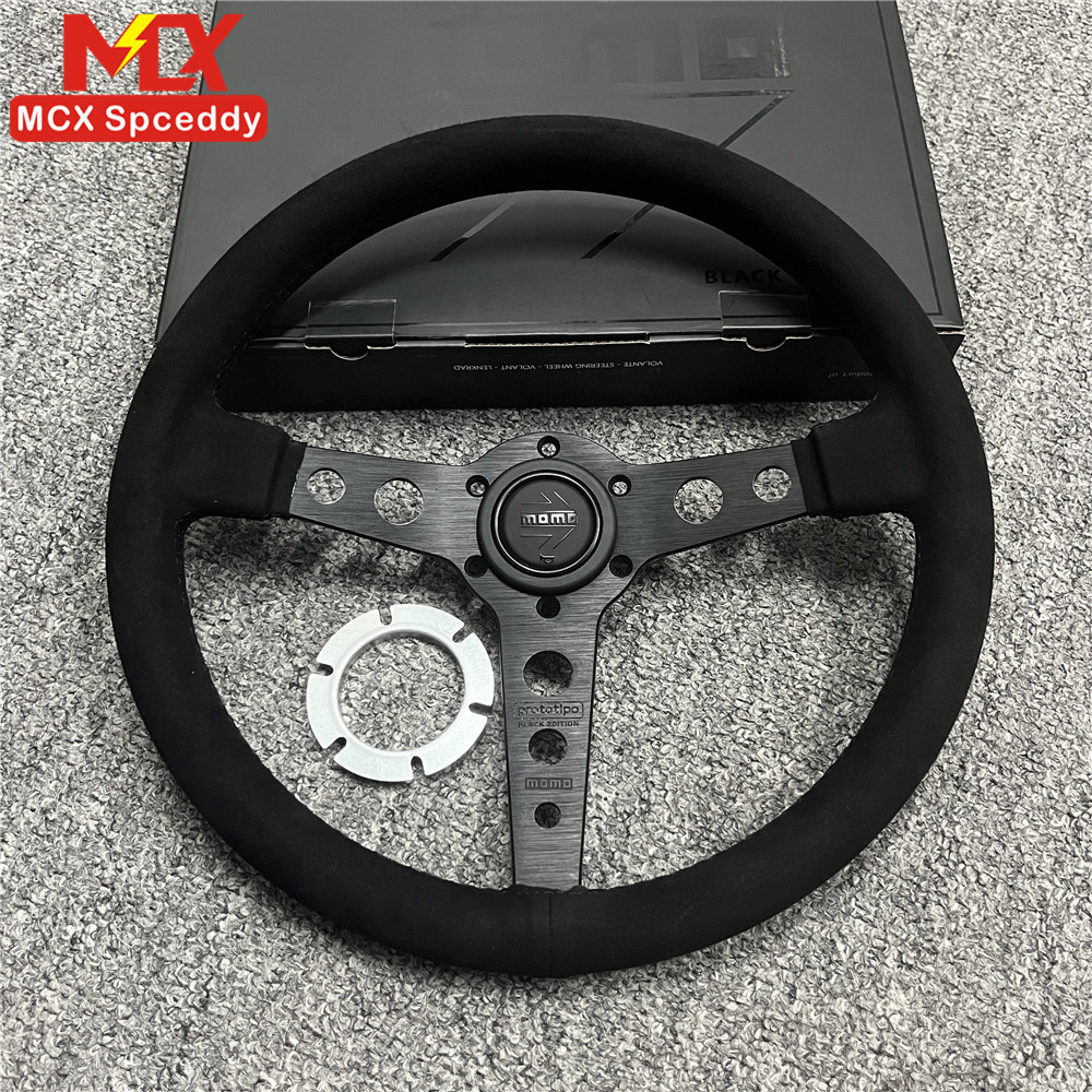 Momo Black Edition Prototipo Suede Leather Racing Drift Sports Steering Wheel 14inch 350mm ...
