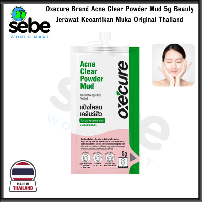 Oxecure Brand Acne Clear Powder Mud 5g Beauty Jerawat Kecantikan Muka ...