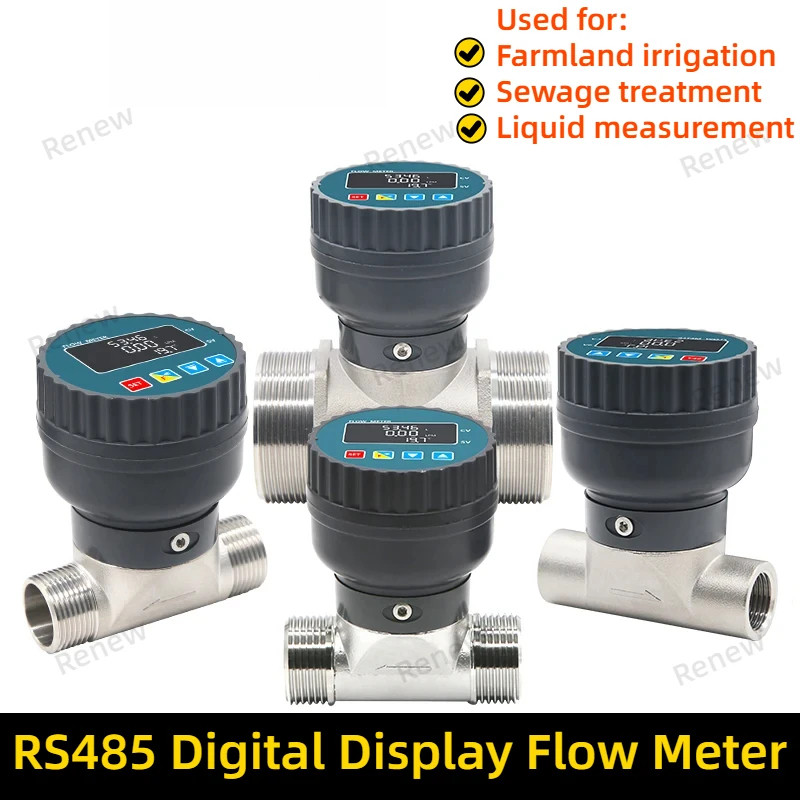 Rs485 Digital Display Flowmeter Stainless Steel Smart Lcd Electronic ...