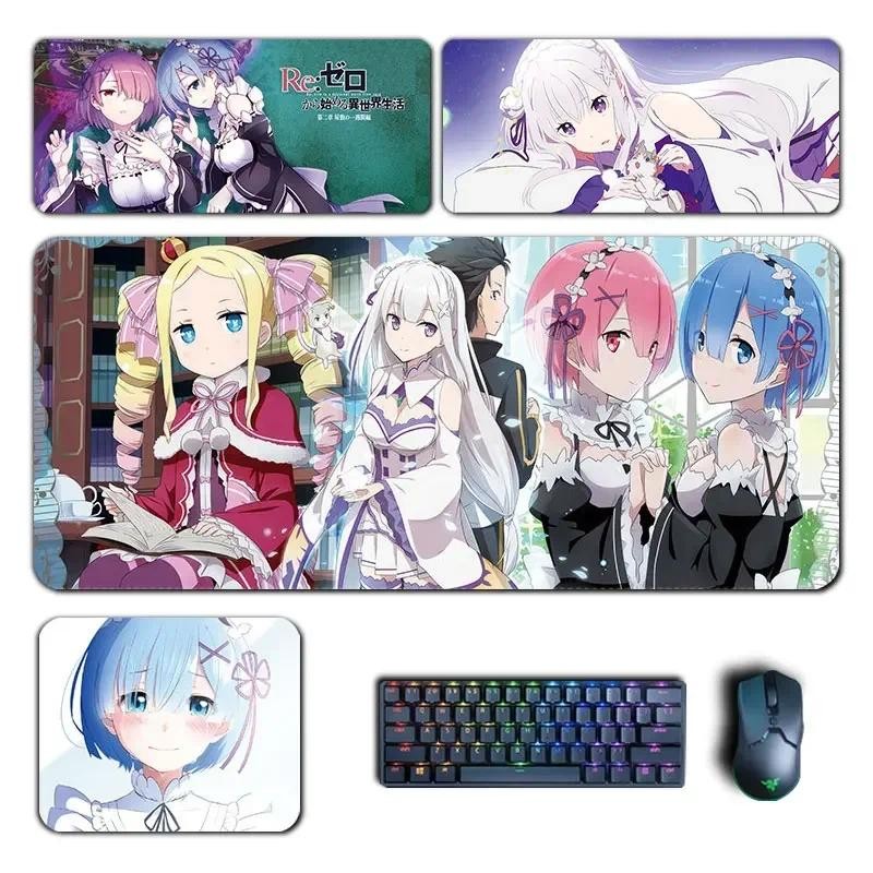 Re 0 Emilia Rem Ram Mouse Pad Anime Re Zero Life in Another World Large ...