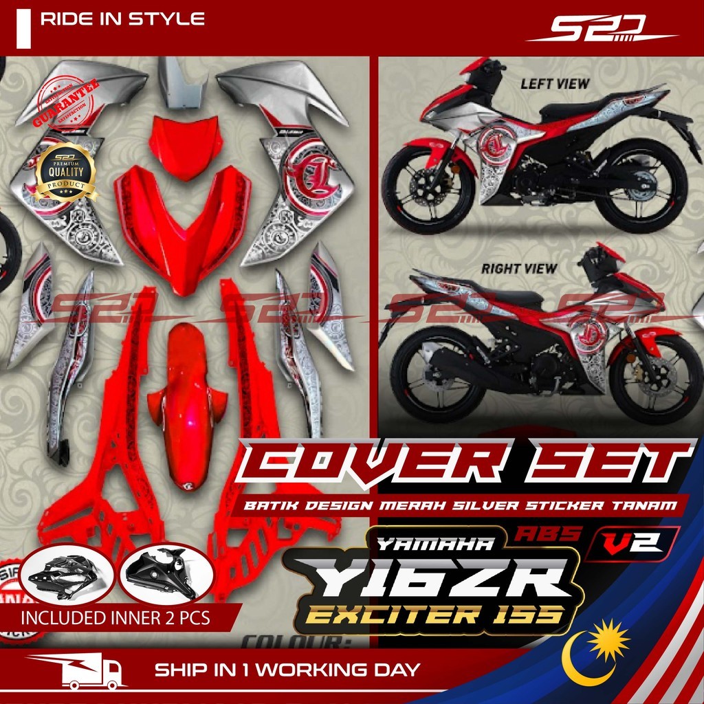 Cover Set VELOZI YAMAHA Y16ZR Y16 V2 ABS Coverset Batik Design Merah ...