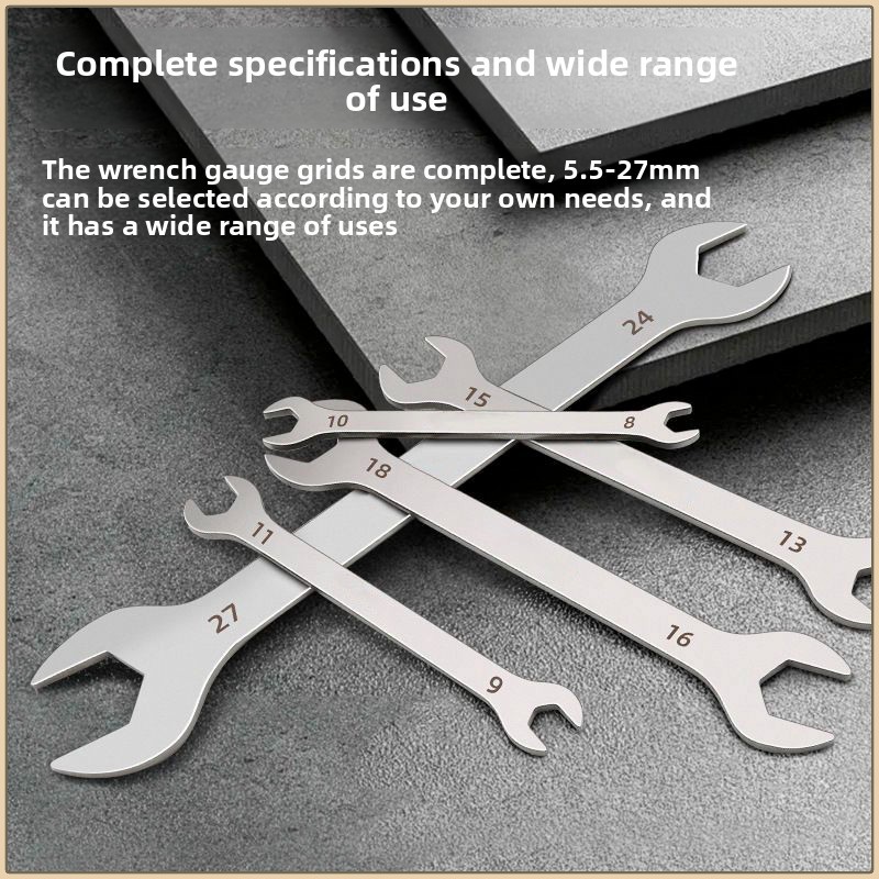 Stainless steel open end wrench double head dull board ultra-thin fork ...