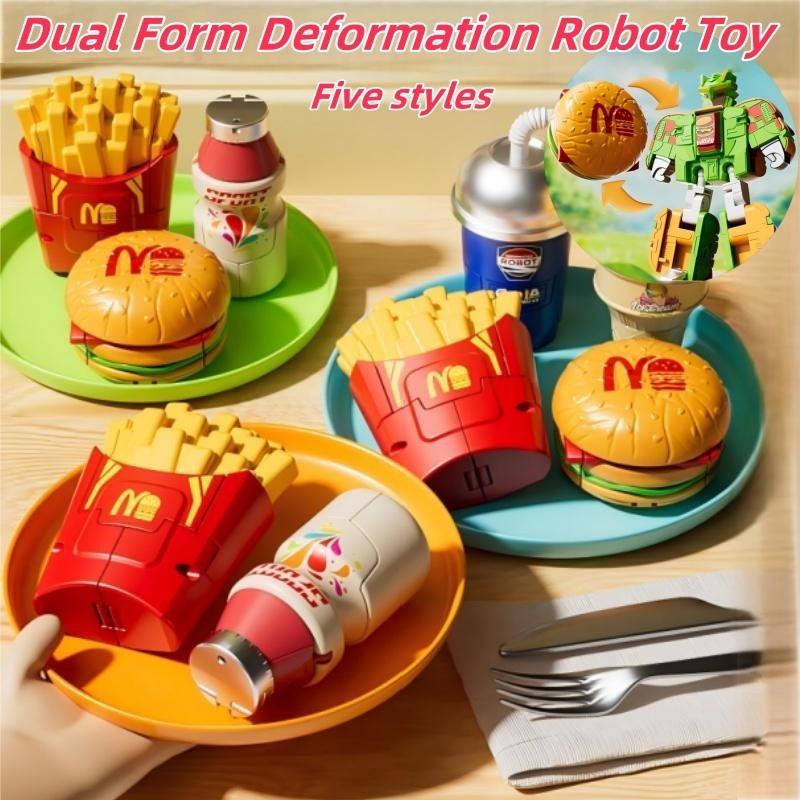 Dual Form Deformation Robot Toy Burger Potato Ice Cream Shape Robot Kid ...