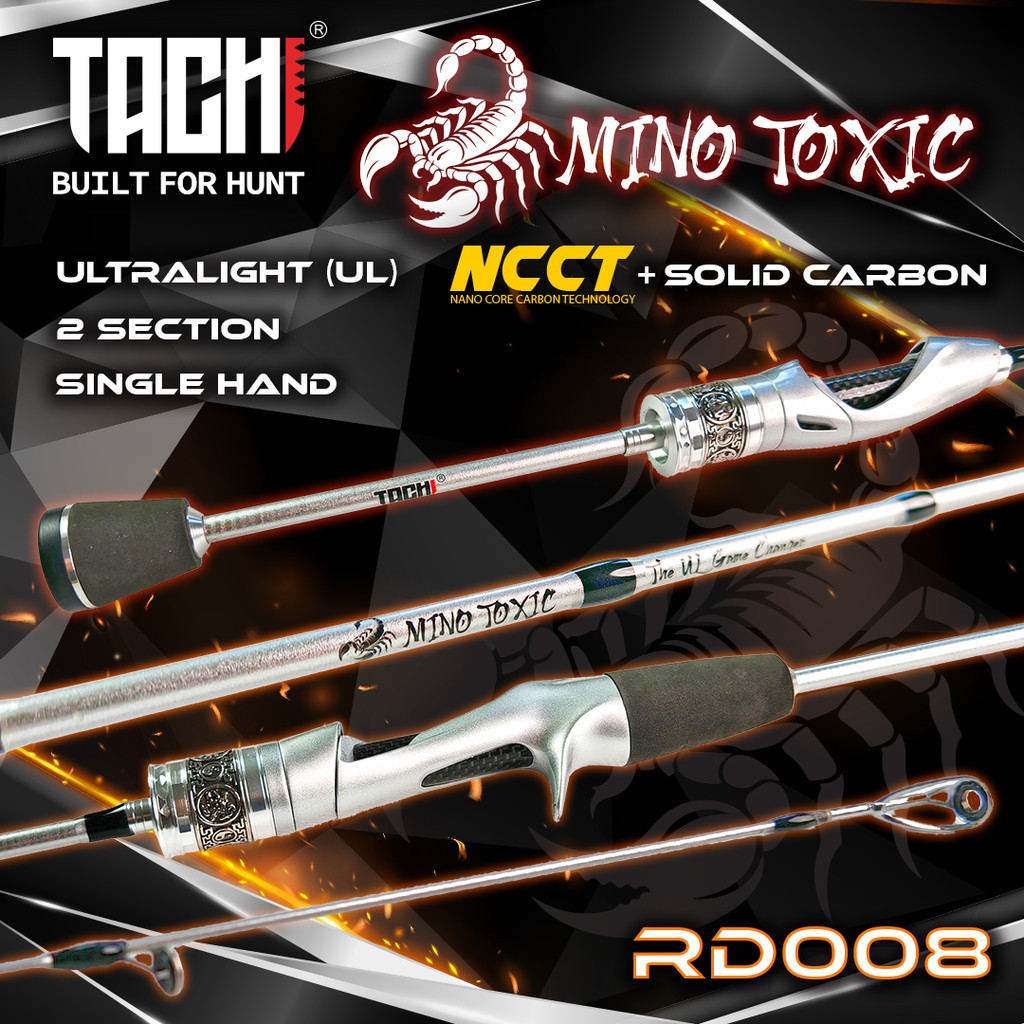 TACHI MINO TOXIC Joran UL Casting Kolam Single hand Solid Carbon ...