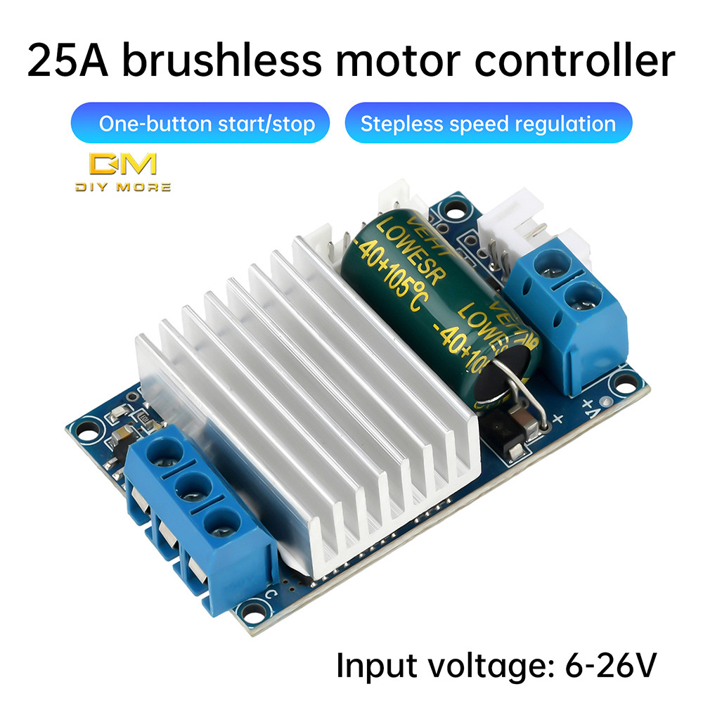 DIYMORE DC 6-26V 300W BLDC three-phase DC brushless hallless motor ...