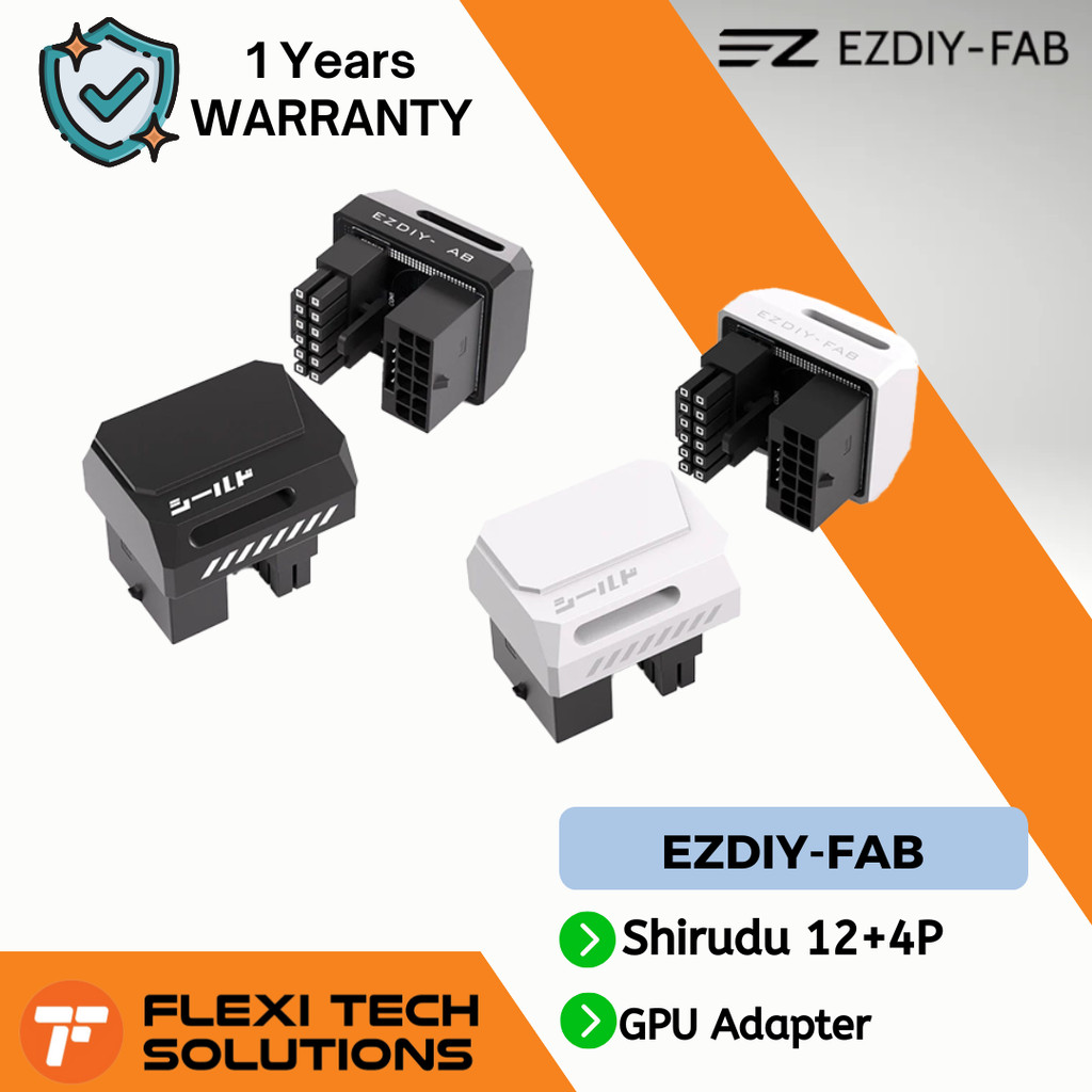 Flexi tech EZDIY-FAB Shirudu 12+4P STD/RVS GPU Adapter-180-W - BLACK / WHITE | Shopee Malaysia