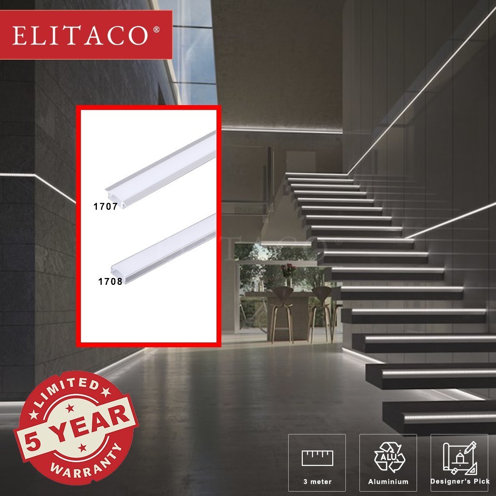 【ELITACO】300cm 1707,1708 LED Channel System Milky Cover LED Aluminum ...