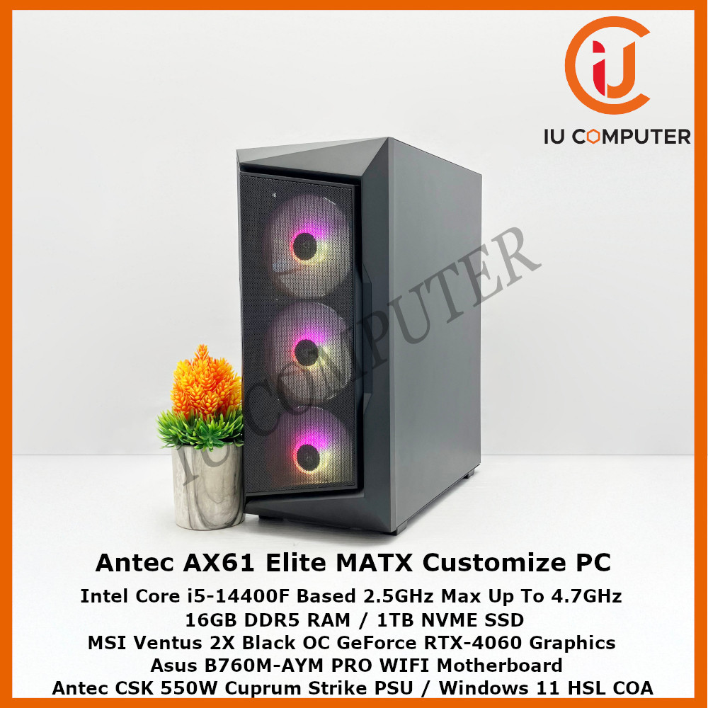 ANTEC AX61 ELITE MATX CUSTOMIZE GAMING INTEL CORE I5-14400F 16GB DDR5 ...