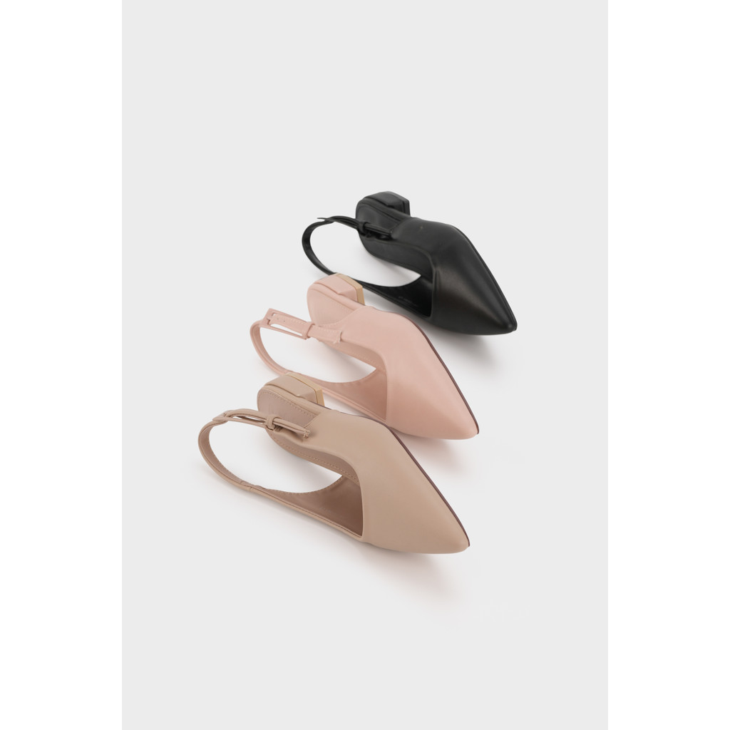 Nose Buckled Low Heel Pump Kasut Tumit Rendah Wanita Slingback Bertali ...