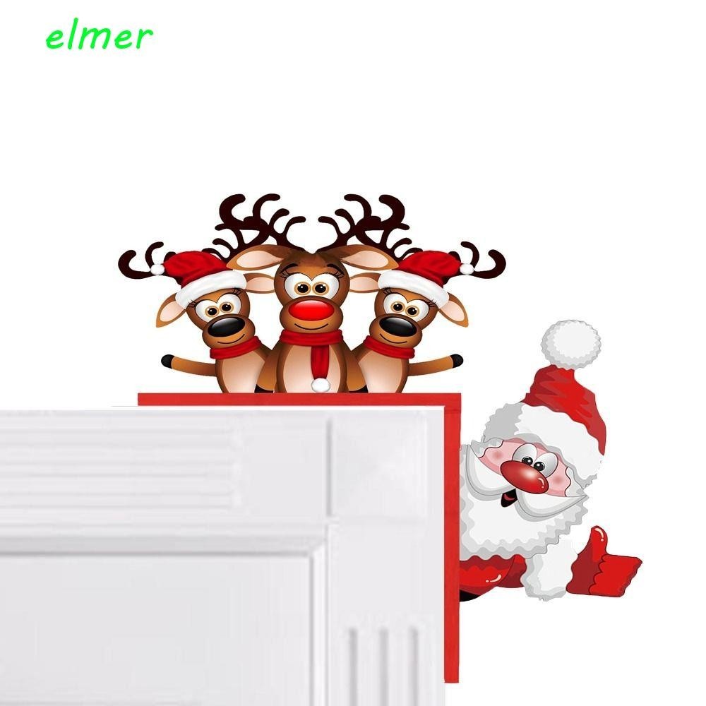 ELMER Door Corner Santa Claus Elk Sign, Wooden Santa Christmas Door ...
