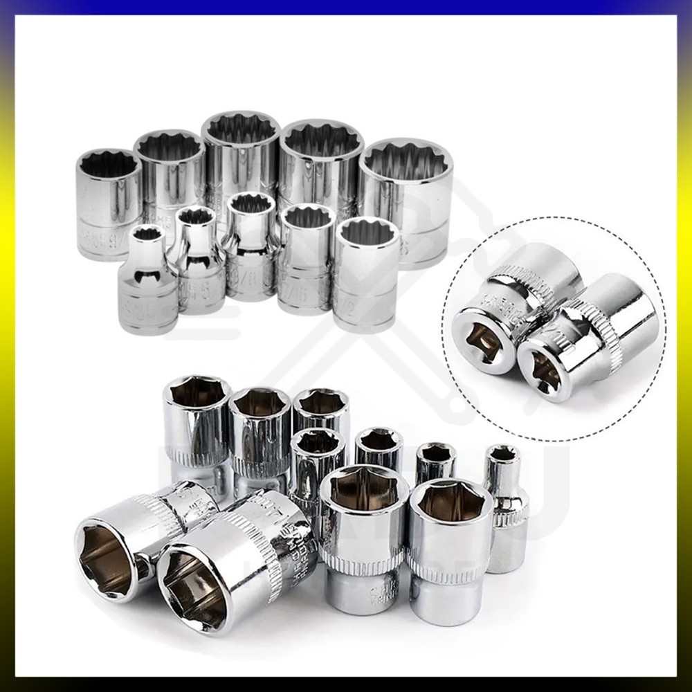 1/2" Inch CR-V Short Box Socket 6 or 12 Point Heavy Duty for Ratchet ...