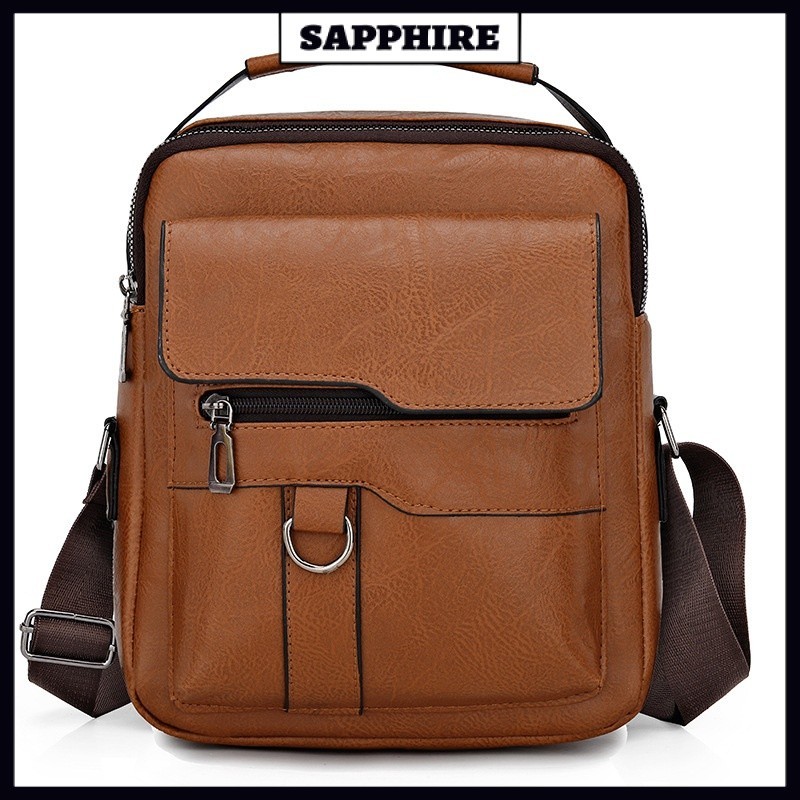 Eropah dan Amerika retro lapang sumber baru kulit pu lelaki beg bahu ...