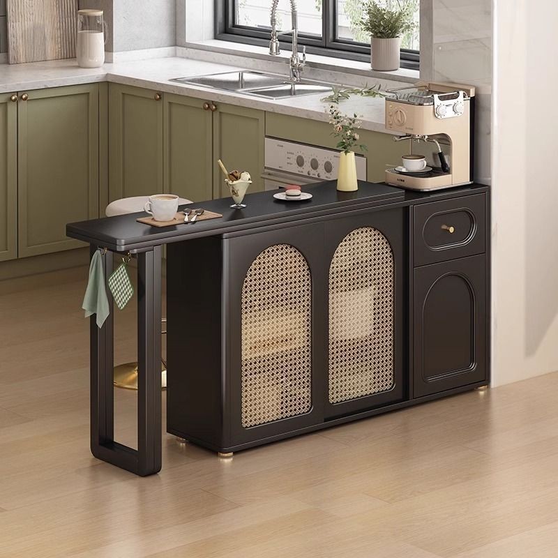 Retro open style kitchen dining table bar counter integrated ...