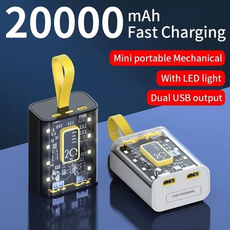 Transparent Powerbank Clear Cover LED Display Light 20000/10000mAh Fast ...