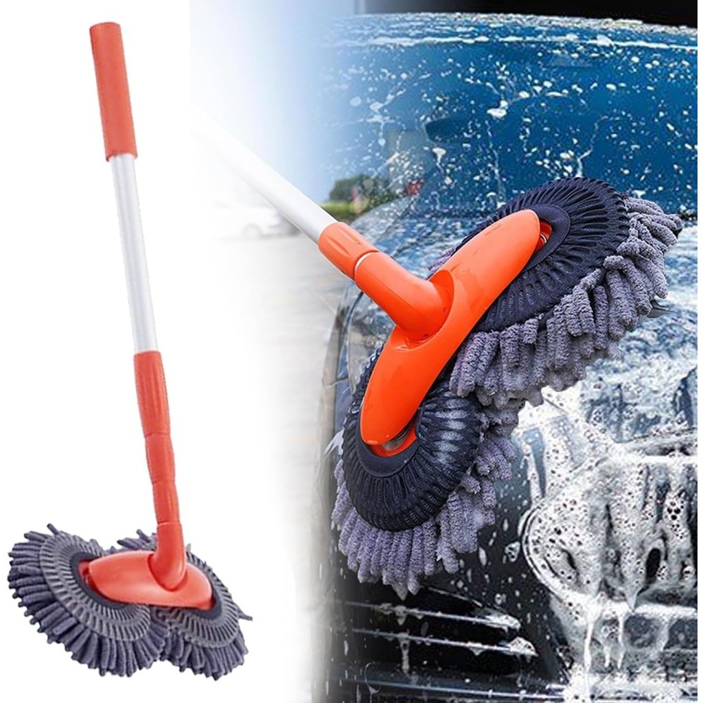 Berputar Mop kereta, berus basuh kereta pemegang panjang, Double Head ...