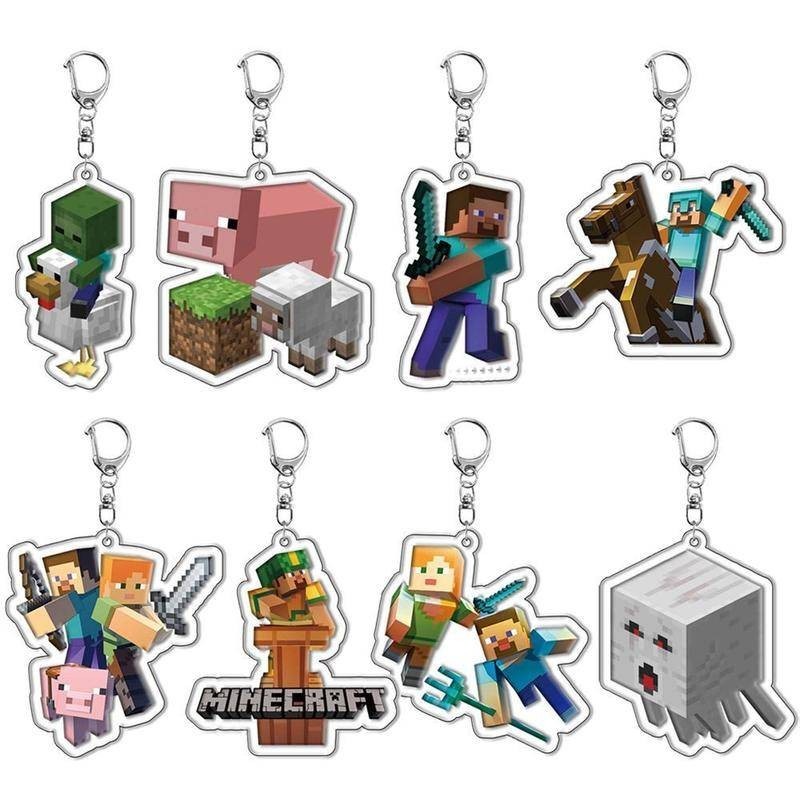 Minecraft Themed Acrylic Keychain Steve Ghast Creeper Creative Backpack ...