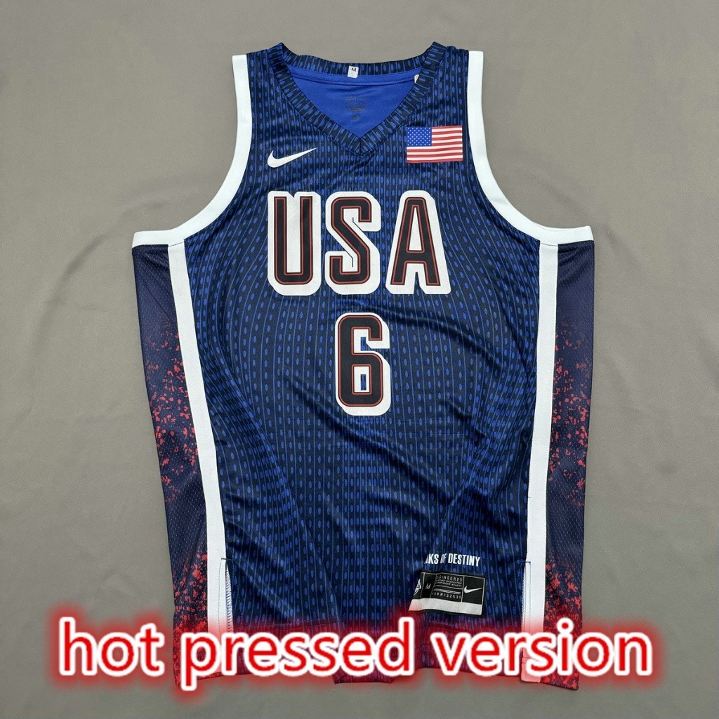 2024 NBA Jersey hot pressed version Paris Olympic USA #6 JAMES ...