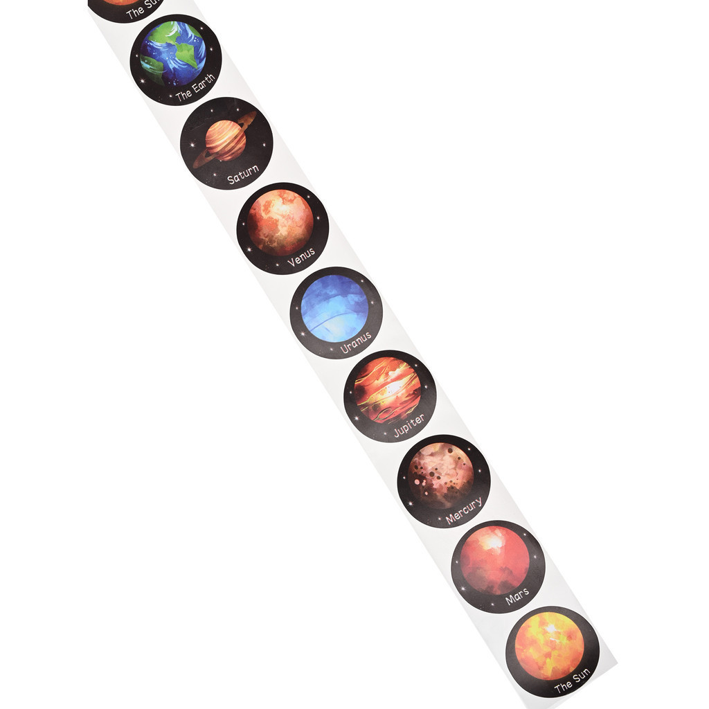 500PCS/Roll Solar System Stickers Realistic Earth Planet Roll Stickers ...