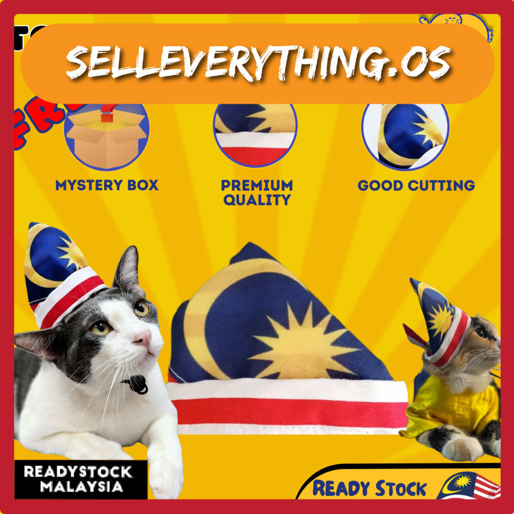 (SHOCKING SALES) Tanjak Kucing Bendera Malaysia Merdeka Hat Cat Pakaian ...