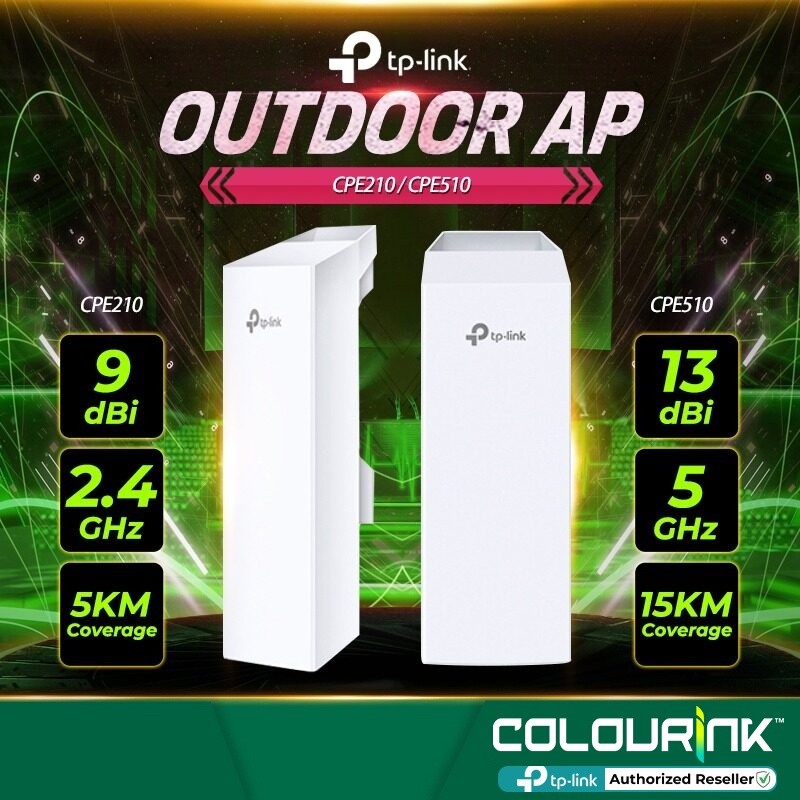 Tp-Link CPE210 CPE510 300Mbps up to 15KM Outdoor Long Distance PoE WiFi ...