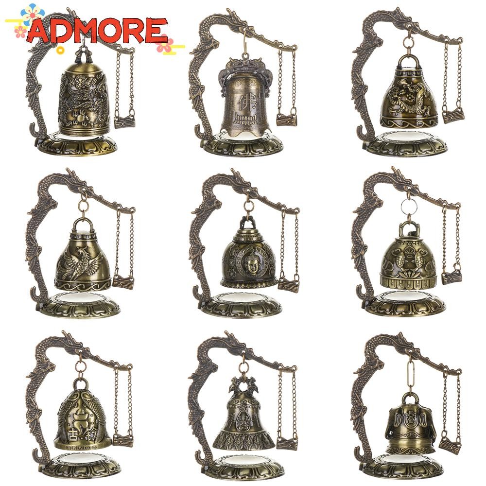 ADMORE Copper Dragon Bell Lotus Buddha Temple Brass Statue Clock ...