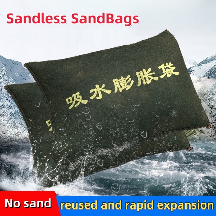 Flood-proof water-absorbent expansion bag Flood Barriers Sandless Sand ...
