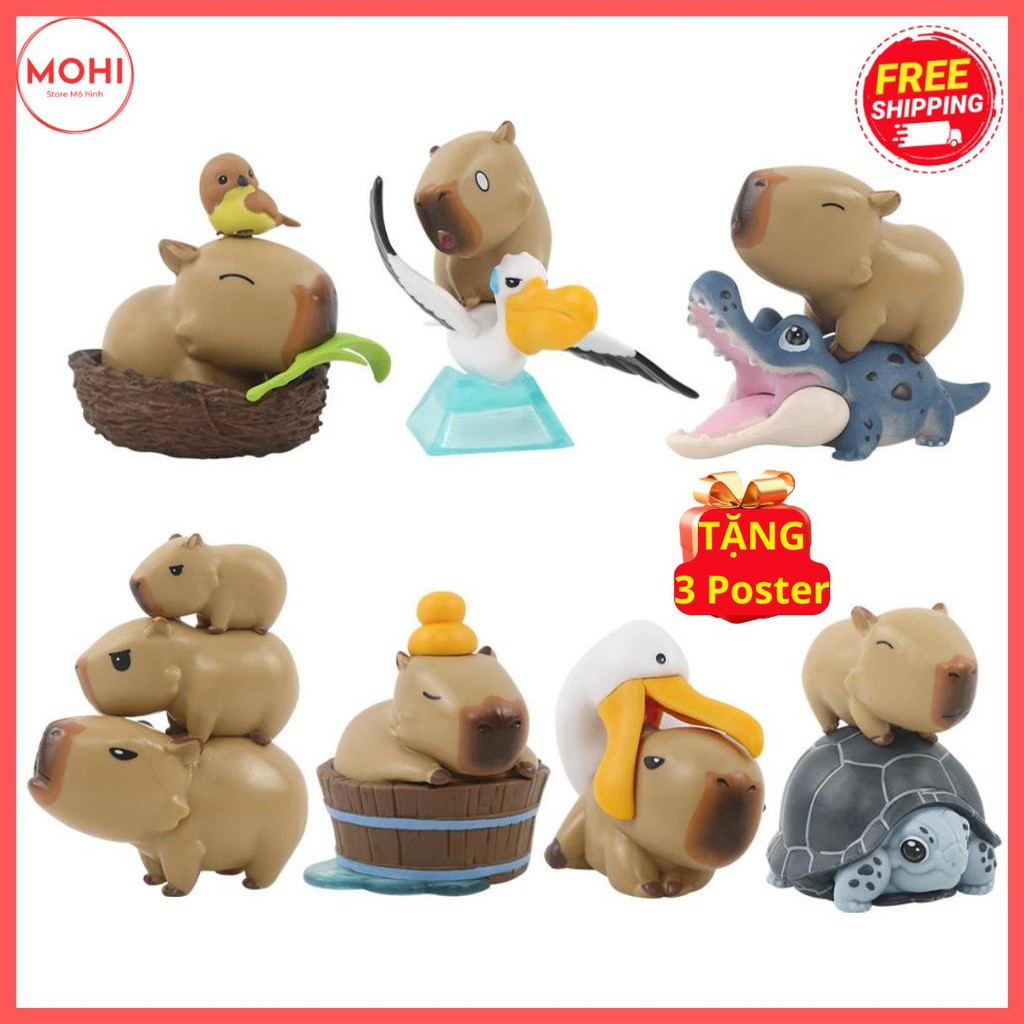 TRI Set of 7 super cute Capybara models - Nobox (Free Poster) Toy ...