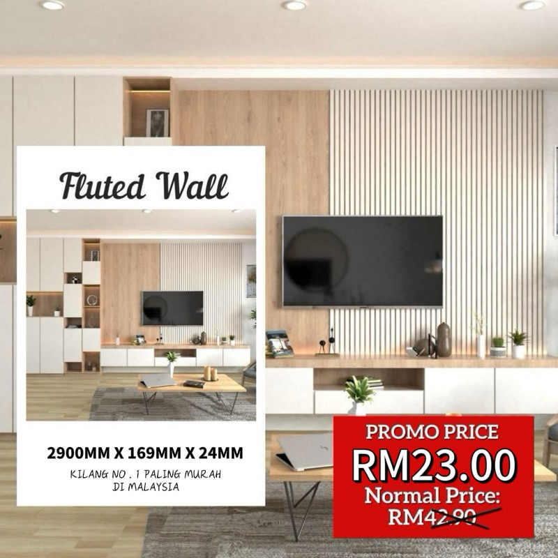 [Ready Stock] Fluted Wood Panel 2900MM x 169MM x 24MM / WPC Panel ...