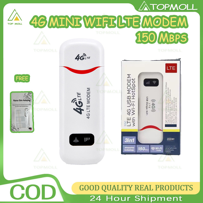 TOP MOLL Wireless 4G LTE WiFi Router Modem Universal SIM Card 150Mbps ...