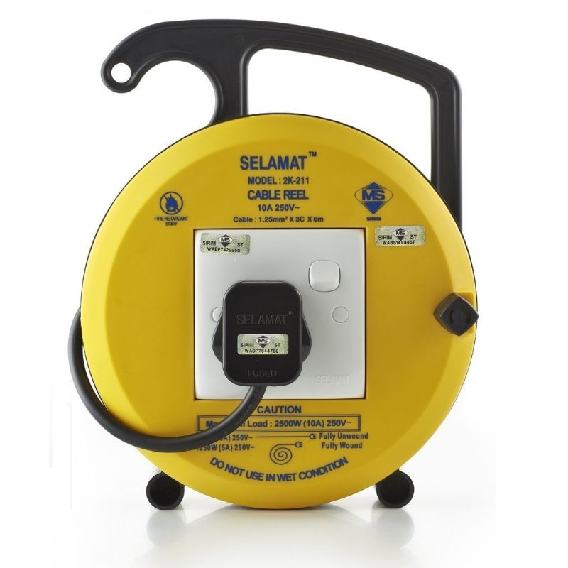 SELAMAT 2K-211 13A Extension Portable Cable Reel with 1 Gang Switched ...