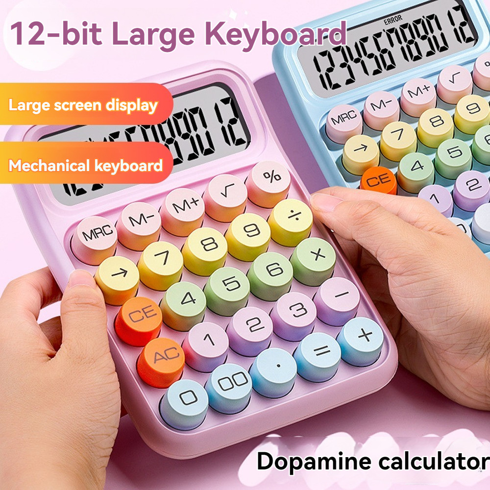 Ins Dopamine Colorful Electronic Calculator 12 Digits Large LCD Display ...