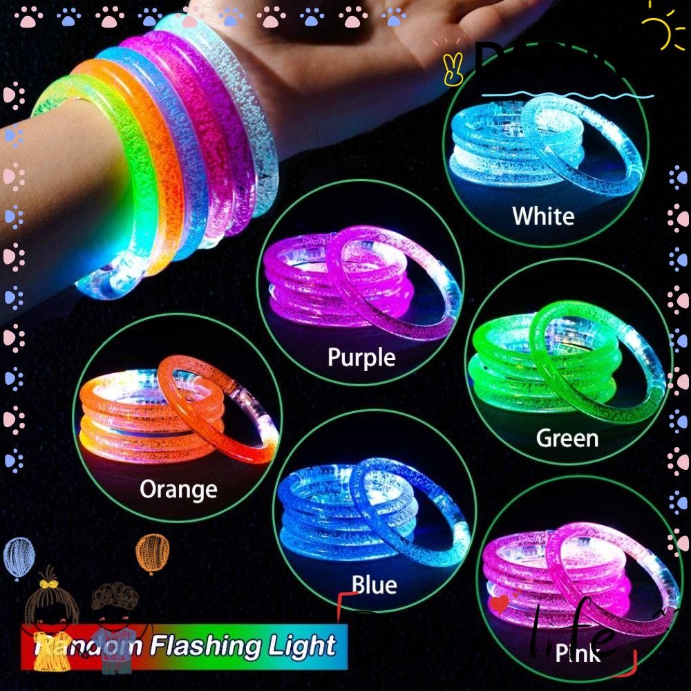 DAPHNE-HOME 10pcs LED Bracelets, Glow in The Dark Long-Lasting Glowing Glow Bangle, Toys Button ...