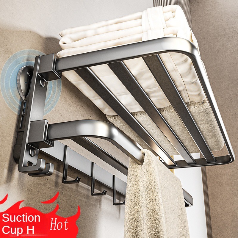 Bathroom Suction Cup Bath Towel Rack Toilet Rack Perforation-Free Wall ...