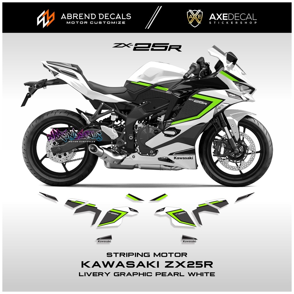 Striping ZX25R Livery Pearl Robotic White ZX10R Racing / kawasaki Ninja ...