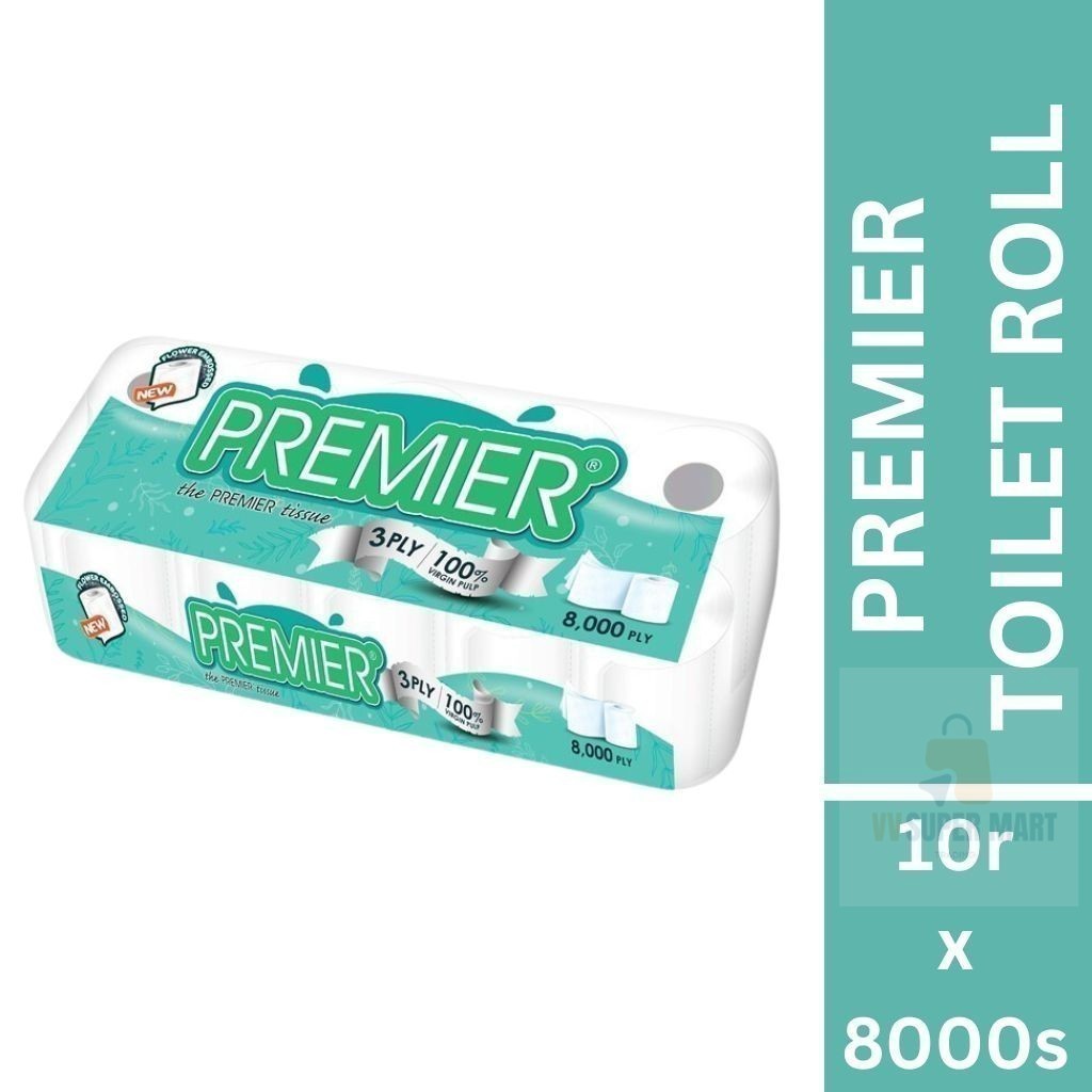 PREMIER 8000ply Toilet Rolls 10rolls Toilet Tissue (10r x 8000s ...