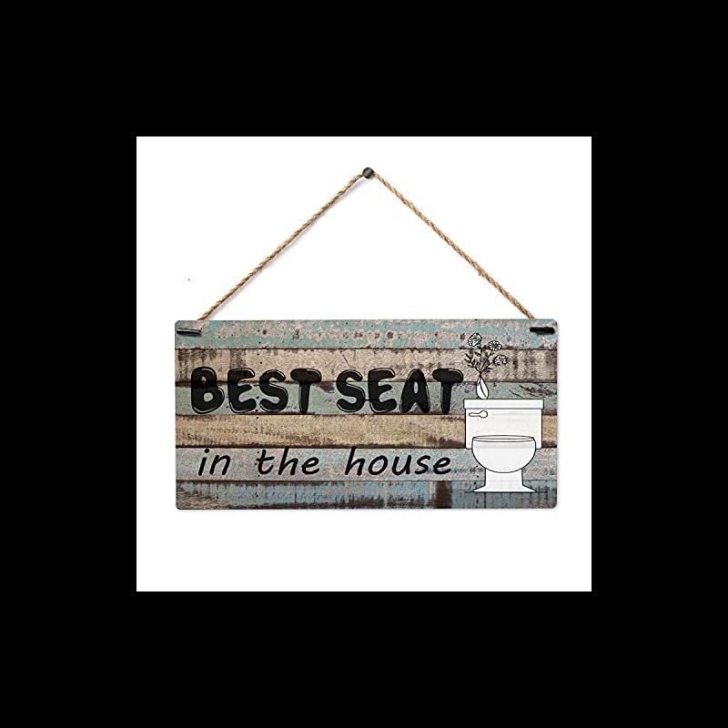 Vintage Farmhouse Rustic Wood Bathroom Sign Funny Wall Art Decor for ...