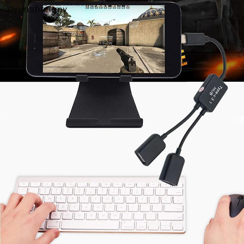 ziyunshan Micro USB/Type C to 2 OTG Dual Port HUB Cable Y Splitter for tablet PC Android Adapter ...