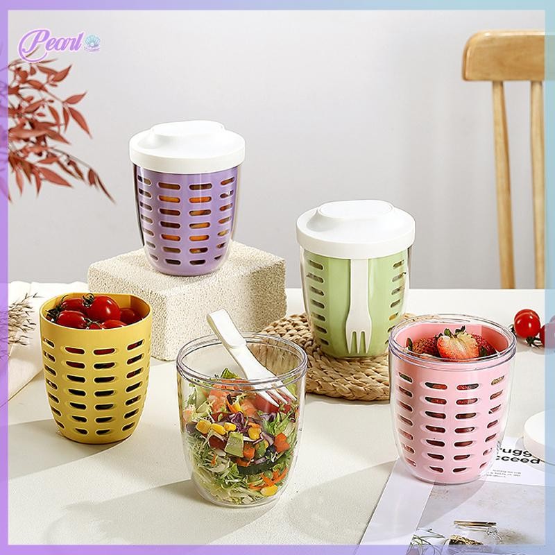 New Portable Double-layer Drain Cup Breakfast Cups Oatmeal Cereal Nut ...